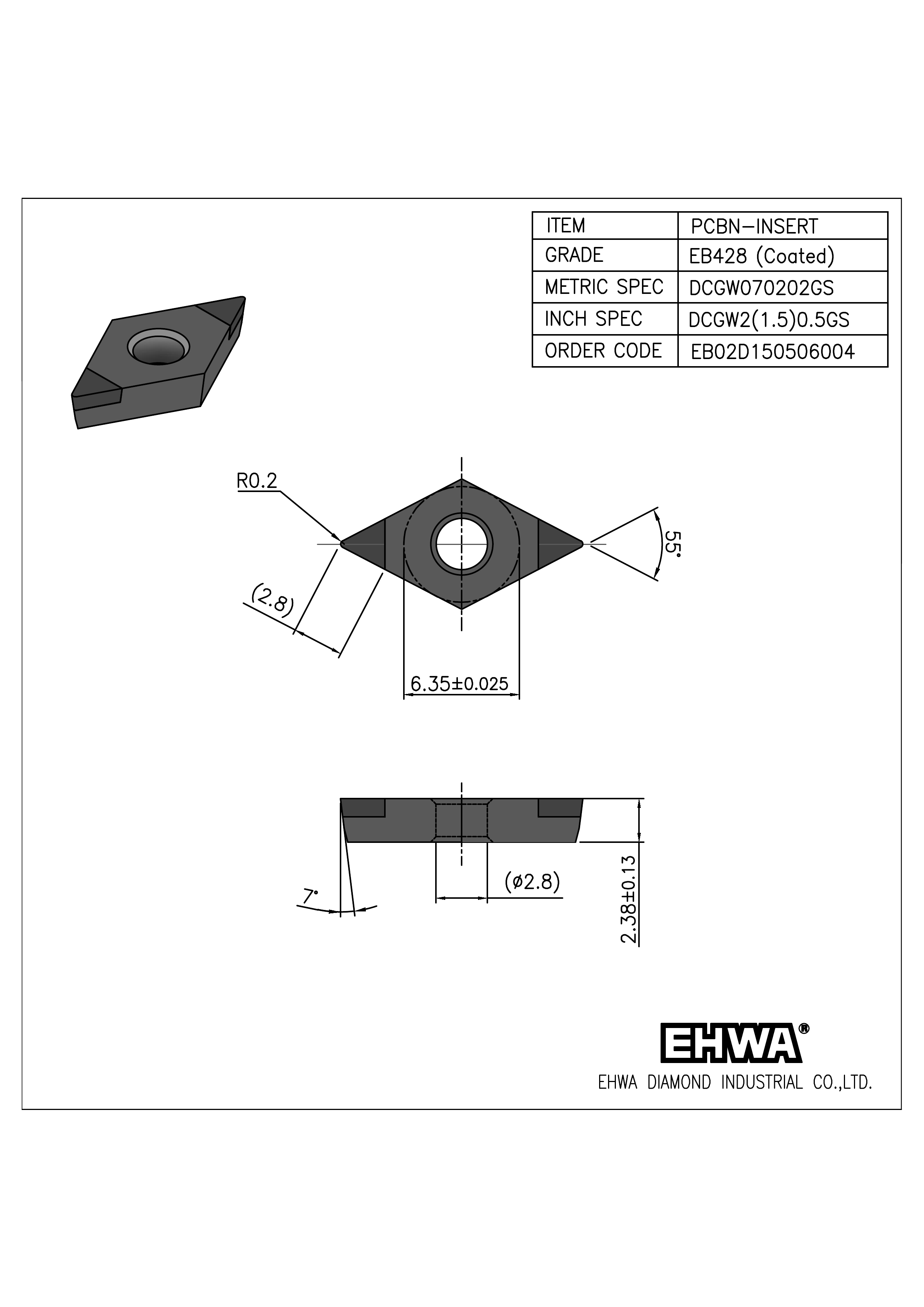 DCGW070202(21.50.5) EB428 | EHWA CUTTING TOOLS